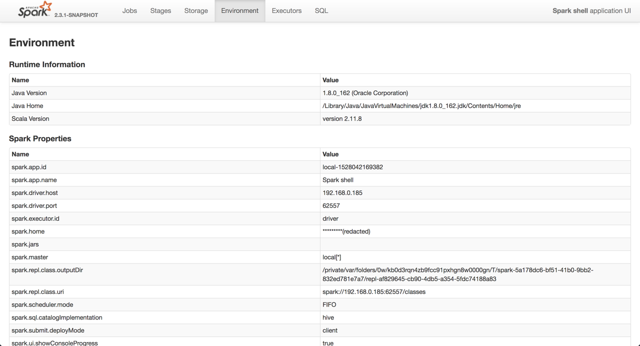 Aba Environment - Certificação do Faísca